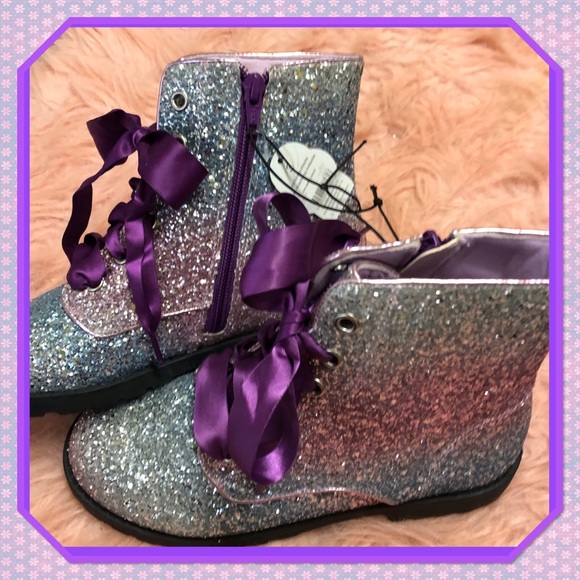 wonder nation | Shoes | Girls Silver Purple Glitter Boots Sz 3 5 | Poshmark